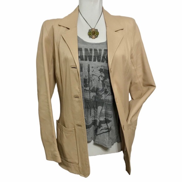Oasis | Jackets & Coats | Oasis Uk Tan Leather Jacket Size 6 Uk | Poshmark